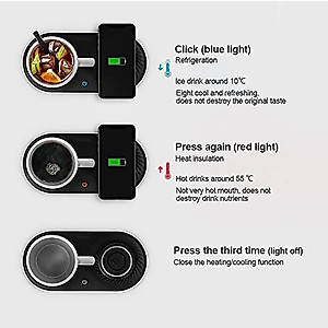 PALTIER Coffee Mug Warmer, Drink Cooler with Wireless Charger for Desk, Cup Warming, Cooling and Phone Charging 3 in 1 for Home Office Gift