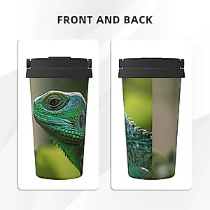 GTKSYNVE Reusable Coffee Mug with Lid and Handle, Green Lizard Tumbler for Hot & Cold Drinks 16oz Stainless Steel Insulated Coffee Tumblers Double Wall Vacuum Thermal Cup