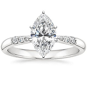 10K Solid White Gold Handmade Engagement Ring 1.0 CT Marquise Cut Moissanite Diamond Solitaire Wedding/Bridal Ring Set for Women/Her Propose Ring (4.5)