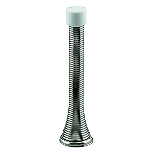 Prime-Line MP9160 Door Stop, 4 inch Reach, Spring Steel, Chrome Plated, Heavy Duty, Flexible Wire, Rubber Tip, Baseboard Mount, Pack of 5