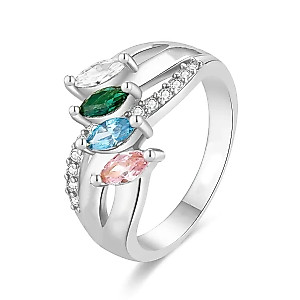 YDD 10K 14K 18K Gold Birthstone Rings for Women Mothers Rings with 4 Birthstone Ring Engagement Anniversary Promise Rings for Women Free Engraving