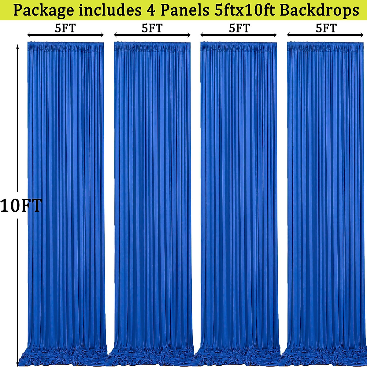 20ft x 10ft Royal Blue Backdrop Curtains for Parties, 4 Panels 5x10ft Wrinkle Free Silky Polyester Photo Backdrop Drapes Background for Birthday Graduation Photography Party Decorations