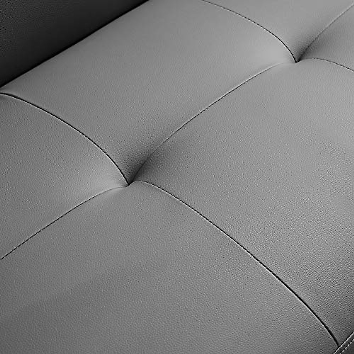 LTT Futon Sofa Bed, Futon Couch, Folding Sofa Bed Dual-Purpose Multi-Functional Grey Pu Solid Wood Legs Sofa Bed