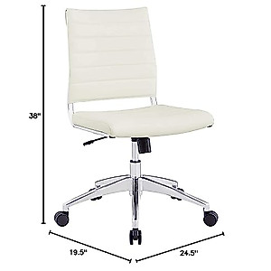 Modway Jive Ribbed Armless Mid Back Swivel Conference Chair In White