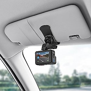 SUREWO Car Sun Visor Mount, Quick Clip Sun Visor Mount with Universal Ball J Hook Compatible with GoPro Hero 12 11 10 9 8 7 6 5 Black,DJI Osmo Action 3,AKASO and More