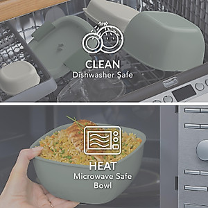 Bentgo® All-in-One Salad Container - Large Salad Bowl, Bento Box Tray, Leak-Proof Sauce Container, Airtight Lid, & Fork for Healthy Adult Lunches; BPA-Free & Dishwasher/Microwave Safe (Khaki Green)