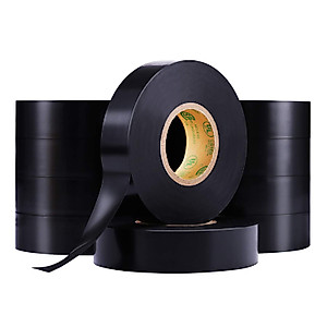 Lichamp 10-Pack Black Electrical Tape Waterproof, 3/4 in x 66ft, Industrial Grade UL/CSA Listed High Temp Electrical Tape Electric Super Vinyl