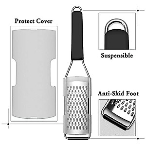 Cambom Cheese Grater Citrus Zester Lemon Zester Pack of 3-304 Stainless Steel - A Sharp Tool for Parmesan Cheese, Ginger, Garlic, Nutmeg, Chocolate, Vegetables，Fruits，Dishwasher Safe