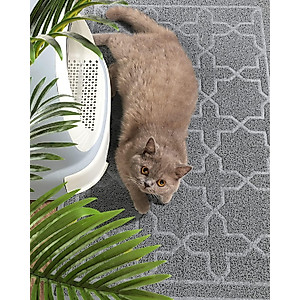 Yimobra Cat Litter Mat, 35.4"x23.6" Litter Box Mat with Litter Lock Mesh, Soft Cat Litter Mat Litter Trapping Mat, Easy to Clean, Non-Slip, Water Resistant, Litter Free Floors, Dark Grey