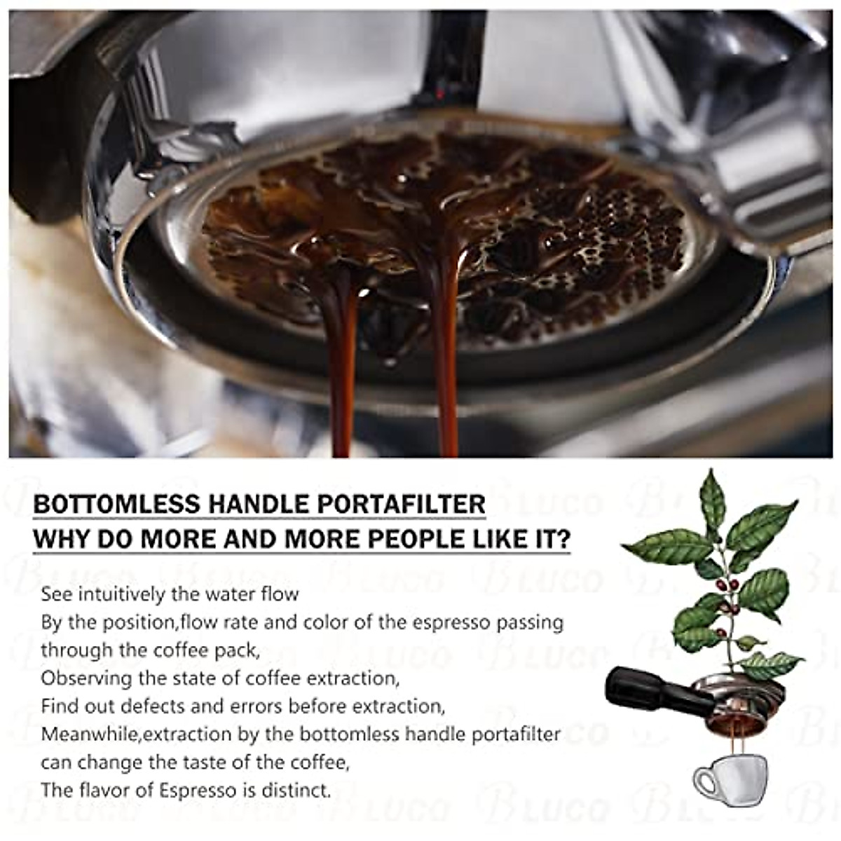 BLUCO 51mm Bottomless Portafilter - 3 Ear Bottomless Naked Portafilter - Fits DeLonghi Dedica EC680/EC685 and SMEG Coffee Machines - Included Filter Basket - Stainless Steel