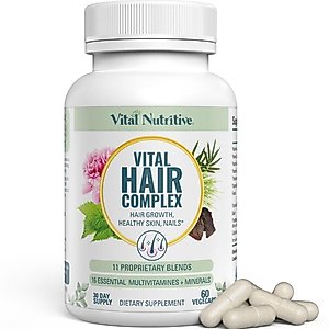 VITAL NUTRITIVE Vital Hair Complex – Biotin & Vitamin B Hair Vitamins for Women & Men – Supports Healthy Hair, Skin & Nails – Hormone-Free, Gluten-Free – Hair Supplement for Women & Men
