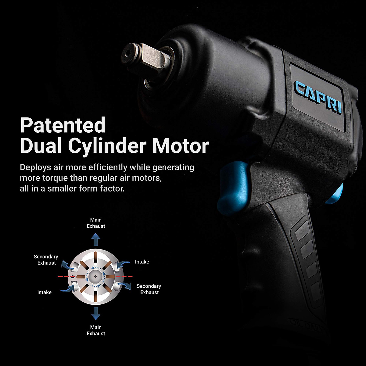 Capri Tools 1/2 in. Twin Power Air Impact Wrench, 1000 ft. lbs. (CP35205)