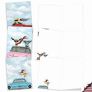 The Best Card Company Assorted Blank Greeting Card Box Set - Incl. 20 Cards + Envelopes - 10 Unique Designs - Perfect for Thank Yous, Invitations, More - Driving Divas AM9276OCB-B2x10