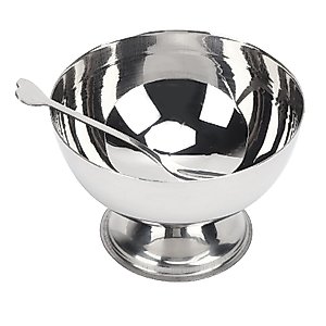 TOPINCN Metal Bowl, Stainless Steel Bowl Short Footed Medium Small Size Stainless Steel for Serving Ice Cream for Dessert Snacks