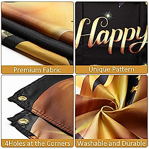WATINC Happy 18th Birthday Backdrop Banner Cheers to 18 Years Background Banners 78” x 45” XtraLarge Backdrops Balloons Black Gold Party Decorations Supplies for Indoor Outdoor Photo Booth Props