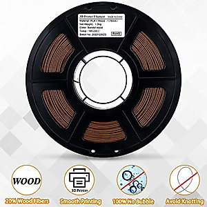 2 Pieces PLA 3D Printer Filament Wood Filament 1.75mm Sandalwood PLA Filament 3D Printing Filament Dark Wood Filament Bundle with 30% Real Wood Fiber, 2kg/ 4.4lbs