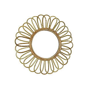 Things2Die4 Natural Willow Wicker Framed Geometric Design Wall Mirror 22 Inch Diameter, Brown, One Size