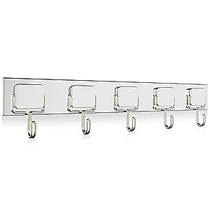 MAGTSMEI Coat Rack Wall Mount, Magnetic Hooks Heavy Duty with 5 Metal Hooks, Coat Rack for Hanging Clothes Keys Hat Purse, Magnetic Hooks for Metal Door, Refrigerator, 1 Pack Coat Hook (Silver)