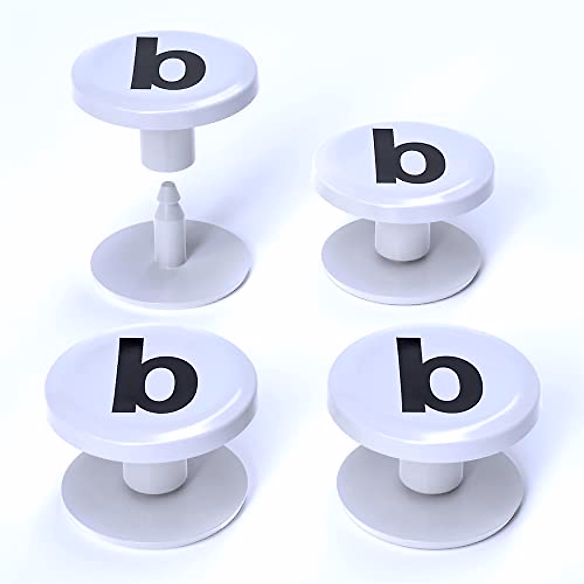 4-Pack Bogg Bag Replacement Buttons with B for Handle Strap. Compatible with Bogg Bag and Most Beach Tote Handles. Fix Your Beach Bag Handle Quickly and Easily ("B" White)