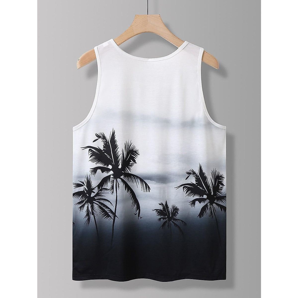 SOLY HUX Men's Tropical Print Sleeveless Tank Top Round Neck Summer Shirts Black and White Print M