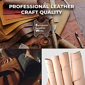 ELW 8-9 oz (3.2-3.6mm) Thickness Weight Pre-Cut 4-6 SQ FT Vegetable Tanned Leather Cowhide Grade AB Full Grain Leather for Tooling, Carving, Engraving, Molding, Embossing, Stamping, & Dyeing
