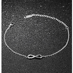 KristLand Dainty Gold Bracelets for Women Circle Butterfly Ankle Bracelets Layered Hand Chain Adjustable Long Jewelry for Birthday Gifts for Women Teen Silver Infinity