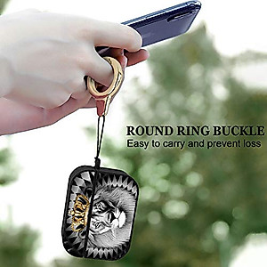 Black Hard Plastic Case for Airpods Pro Magnetic Lock Full Body Protective Shockproof Cover Lion Design Wireless Charging Case with Ring for Airpods Pro