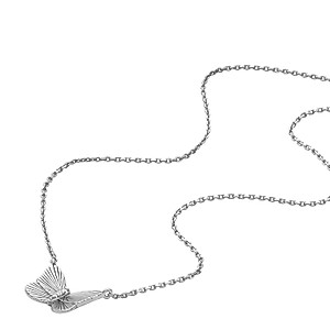 Fossil Women's Sterling Silver Butterflies Chain Necklace, Color: Silver (Model: JFS00619040)
