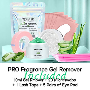 Eyelash Extension Remover Kit 10ML Fragrance Lash Remover for Lash Extensions Aloe Scent Eyelash Remover with Eye Patch Microswab Brushes No Irritation Quick Dissolves Eyelash Adhesive Removal Aloe
