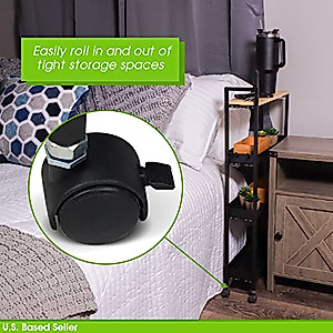 7Penn Bathroom Organizer Slim Storage Cart with Wheels - Mobile 4 Tier Narrow Shelf Tower Snack Cart for Small Spaces - Rolling Kitchen Spice Organizer - Narrow Shelf Laundry Room Storage