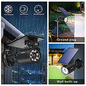 WaitScher Fake Security Camera Outdoor, Solar Powered Bullet Dummy, Simulated Surveillance CCTV with Realistic Red Light, 360° Rotatable Solar Motion Sensor Light, 3600mAh Super Bright LED Waterproof