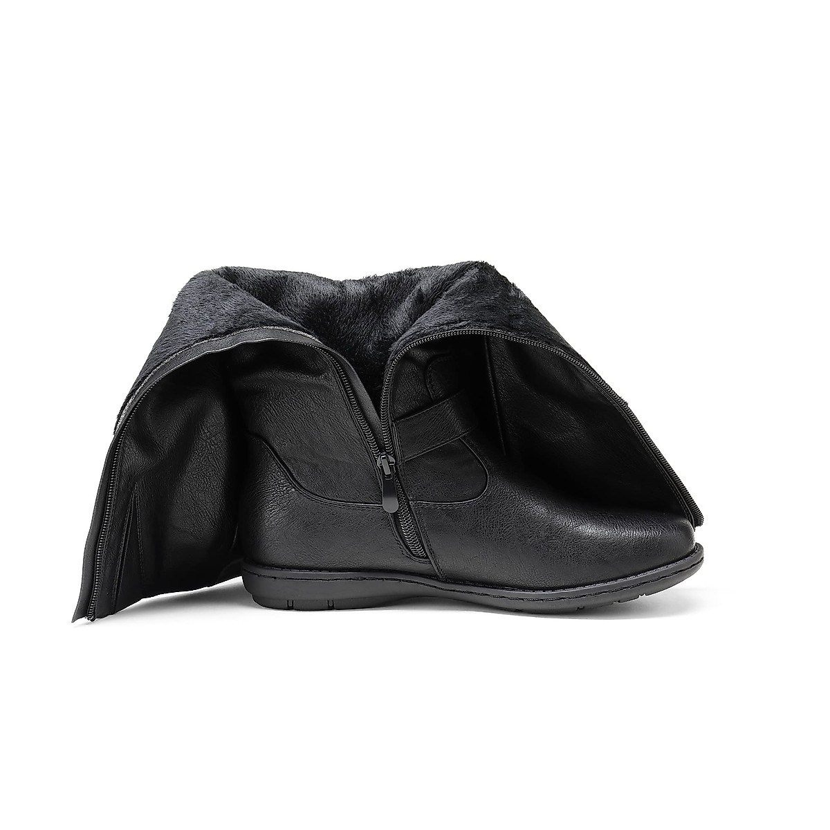 DREAM PAIRS Women's Wide Calf Knee High Boots, Fashion Faux Fur-Lined Winter Boots,Size 10,Wide/Calf/Black,TRACE-W