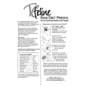 TCfeline RAW Cat Food Premix/Supplement to Make a Homemade, All Natural, Grain Free, Holistic Diet – Original Version with No Liver Egg Free Formula (Regular 14 oz)