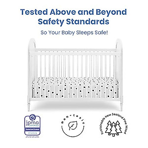 Delta Children Madeline 4-in-1 Convertible Crib - Woven Cane Mesh Panels, Includes Conversion Rails, Greenguard Gold Certified, Bianca White