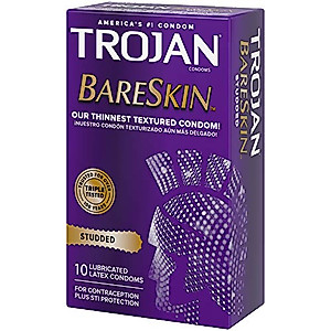 Trojan Studded Bareskin Lubricated Condoms - 10 Count
