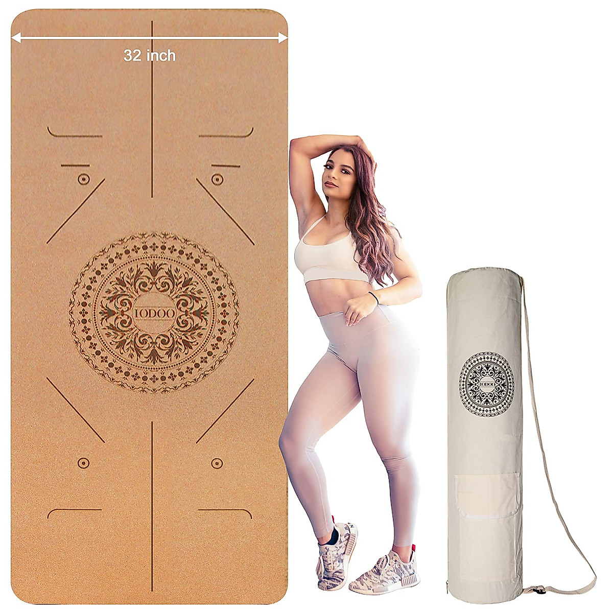 Yoga Mat,Large Cork Extra Wide Pro Fitness Mat,Non Slip Exercise Mat with Carrying Bag,Eco Friendly Workout Mat for Pilates,Gymnastics, Meditation,Floor Exercises for Men and Women (183x81x0.6cm)