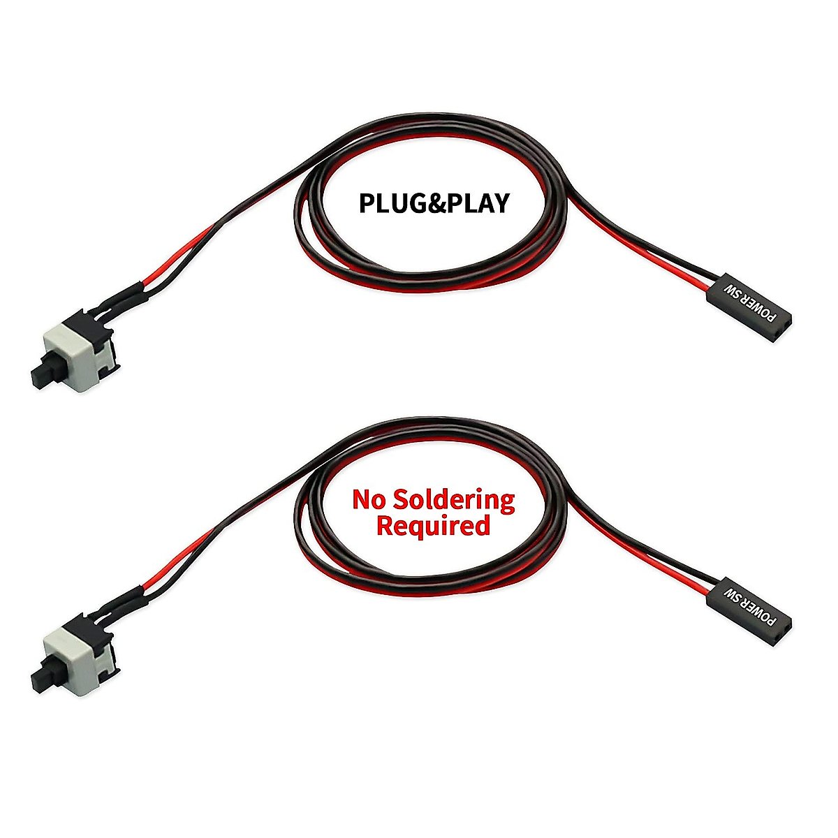 CenryKay Computer Switch Wire Cable on/Off Push Button Restart Line PC Power Switch Cables 45cm (6 Pack 2 Pin)