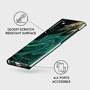 BURGA Phone Case Compatible With Samsung Galaxy Note 10 - Hybrid 2-Layer Hard Shell + Silicone Protective Case -Emerald Green Jade Stone Luxury Gold Glitter Marble - Scratch-Resistant Shockproof Cover