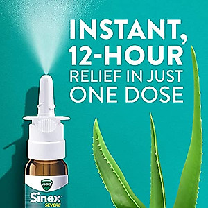 Vicks Sinex Severe Nasal Spray with Moisturizing Ultra Fine Mist, Decongestant for Stuffy Nose Relief from Cold, Allergy, Sinus Pressure - 265 Sprays