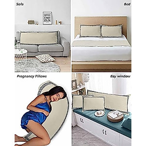 Edwiinsa Beige Pillow Covers King Standard Set of 2 20x36 Bed Pillow, Black Modern Geometric Abstract Art Aesthetics Plush Soft Comfort for Hair/Skin Cooling Pillowcases with Envelop Closure