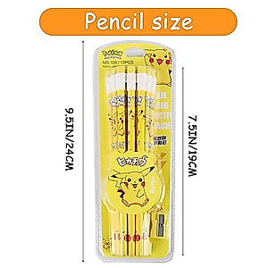 TAFH 12 Pcs Anime Pencils Cute Pencil Top Eraser, Yellow Pencils Kawaii Pencils Pencil gifts for kids,School Supplies for Students(Random 1 Box)