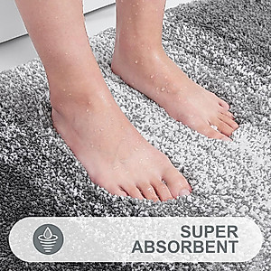 OLANLY Bathroom Rugs Mat 30x20, Extra Soft and Absorbent Microfiber Bath Rugs, Non-Slip Plush Shaggy Bath Carpet, Machine Wash Dry, Bath Mat for Bathroom Floor, Tub and Shower, Grey