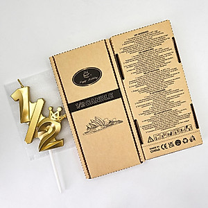 laackys Number 1/2 Birthday Candles, Perfect Crown Design Cake Topper for six Month Old Babies and Anniversaries, Number 1/2 Birthday Candles on Cake(Gold)