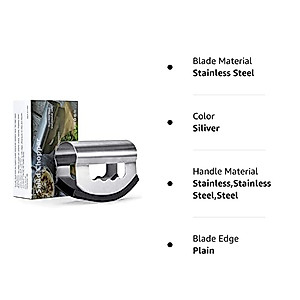 Salad Knife Chopper with Protective Cover - Stainless Steel Salad Cutter, Double Blade Chopping Knife, Mezzaluna Salad Chopper for Salad and Vegetable Mincing