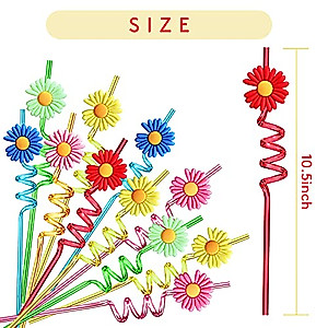 24 Daisy Flower Drinking Straws with 2 PCS Straws Cleaning Brush for Summer Spring Birthday Girl Party Supplies Favors Decorations