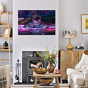 ROHASID Trippy Astronaut Poster NASA Spaceman Pictures Galaxy Starlight Canvas Wall Art Prints Outer Space Room Decor Women Men 16x24 in