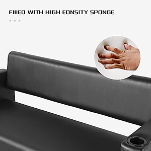 Artist hand Office Reception Chairs Waiting Room Bench Guest Chairs, Leather Bench 60.6'' Conference Room Chairs with 2 Cup Holder Office Couch Stainless Steel Base Chair