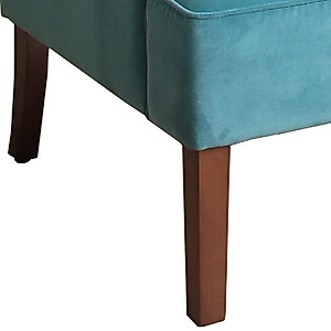 Benjara Wooden Accent Chair with Wingback, Blue and Brown