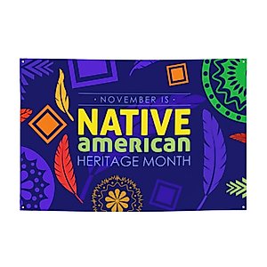 November is Native American Heritage Month Backdrop Banner Holiday Decoration Photo Booth Background Tapestry Decor Supplies for Party Home Office 47 * 71 Inches