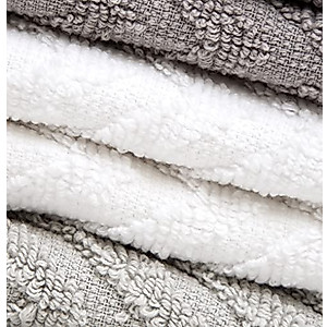 PH Pleasant Home Washcloths, 12 Pack (Gradient Greys, Chevrons)